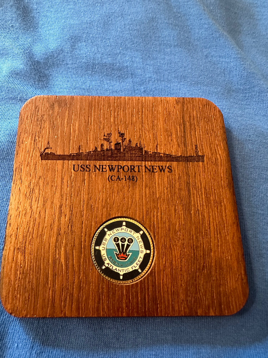 #125 - Custom Made Teak Wood Coaster – USS Newport News Ship Store