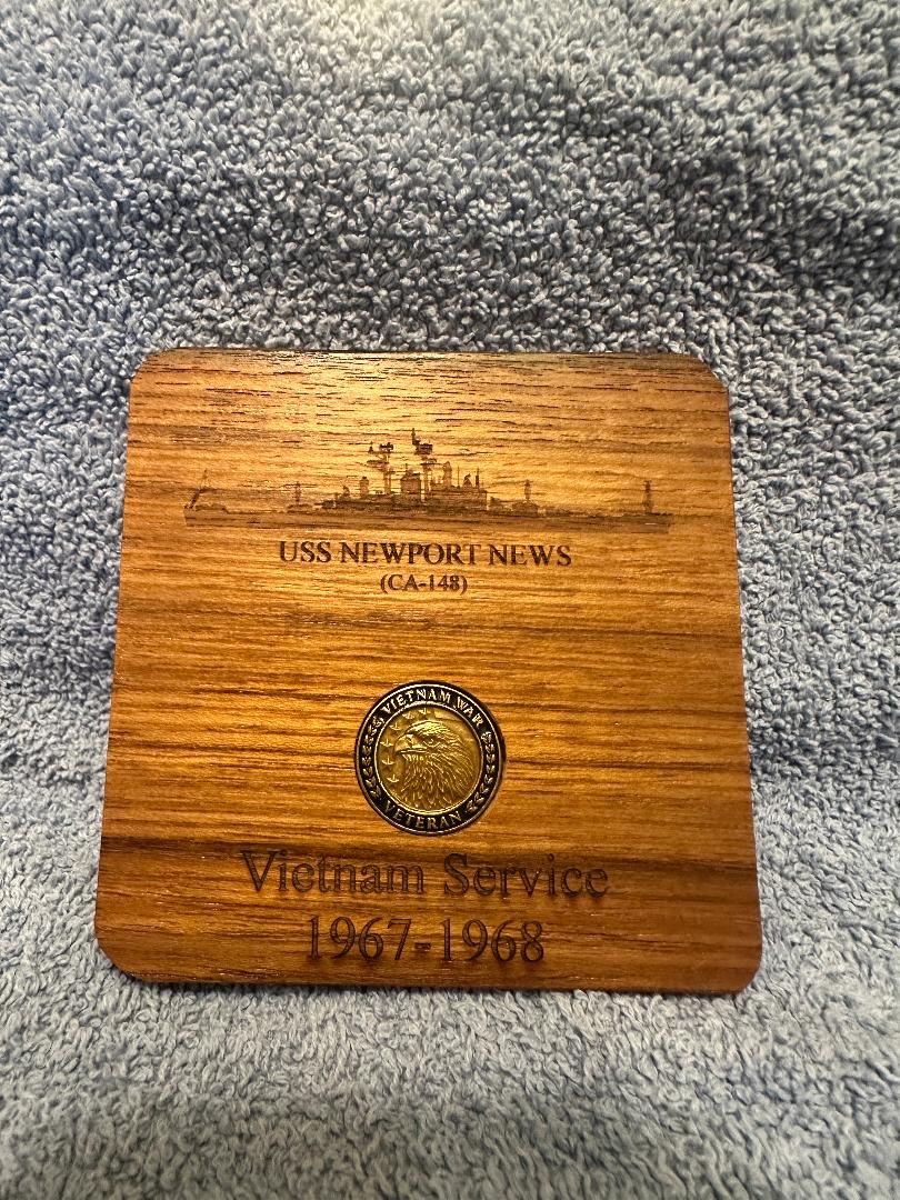 #129 -Custom Made Teak Wood Coaster Vietnam Service 67-68 – USS Newport ...