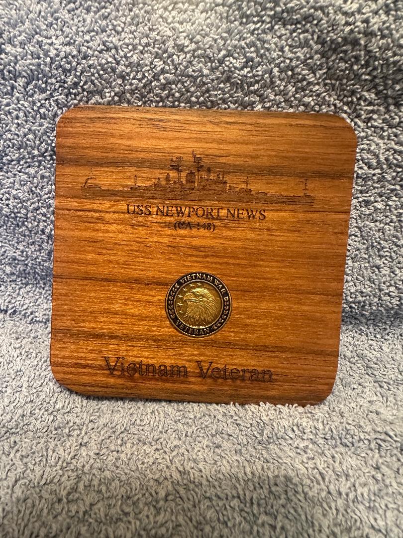 #133 -Custom Made Teak Wood Coaster = Vietnam Veteran – USS Newport ...